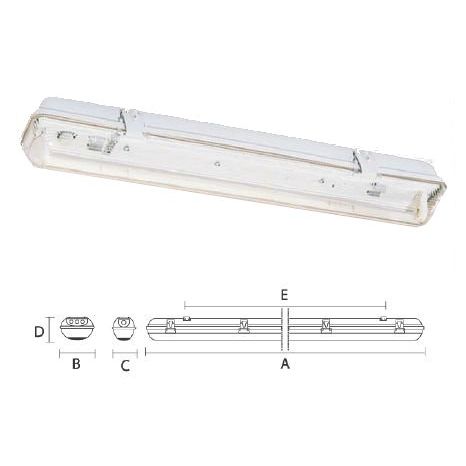 SFN 10258090 Diffuseur réglette étanche DEP 258 C - 2x58W polycarbonate