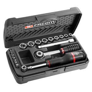 Facom R.3A Coffret de douilles 1/4" 6 pans de 5,5 à 13 mm et embouts
