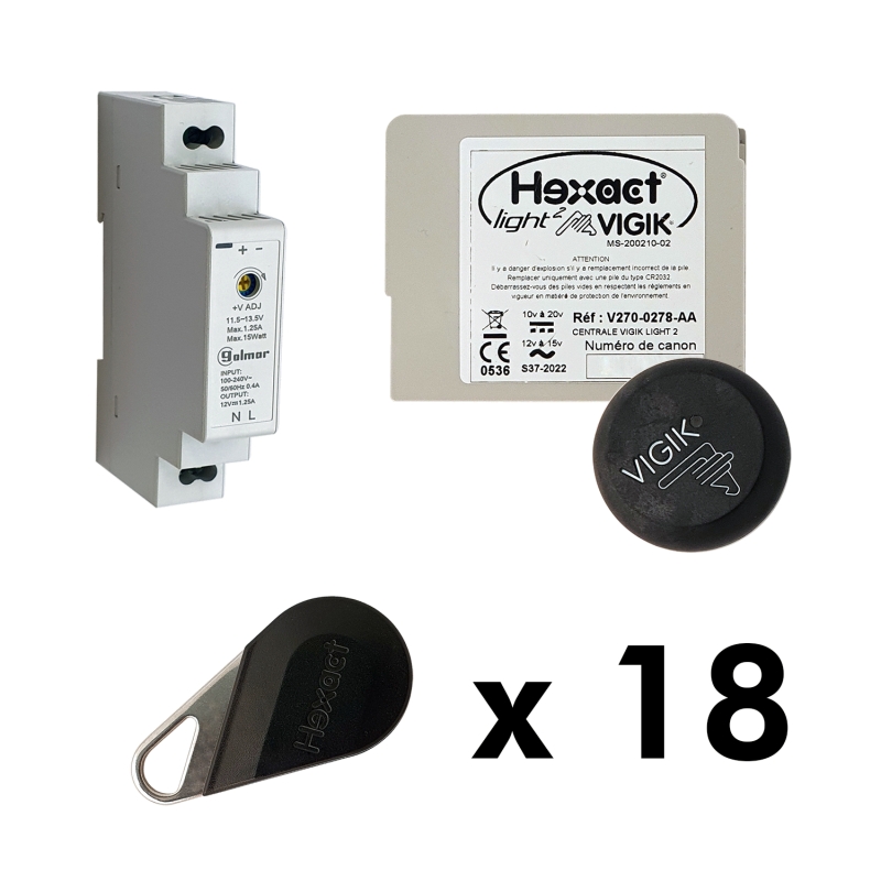 Golmar TKITLT2/18 Kit centrale thexa lt2 avec 18 badges résidents et ...