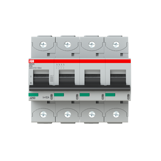 ABB 742468 Disjoncteur s804s 4p 50a courbe d raccordement à vis - 50ka (6modules)