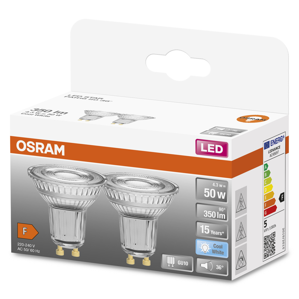 Ledvance 452473 Led star par16 50 non-dim 36° 4,3w/840 gu10