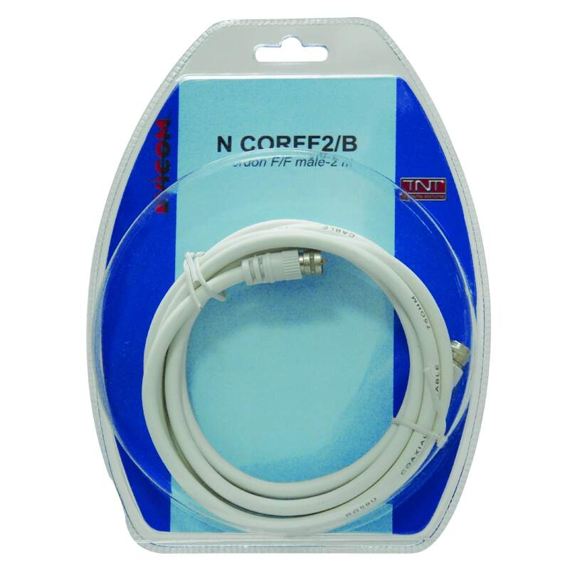 NCORFF2/B Cordon Antenne TV 9,52mm Mâle/Femelle 2m - Evicom