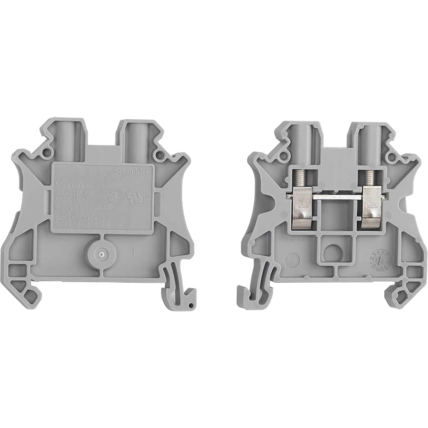 Schneider Electric NSYTRV42 BORNE VISSEE, PASSANT, 2 POINTS, 4MM2, G