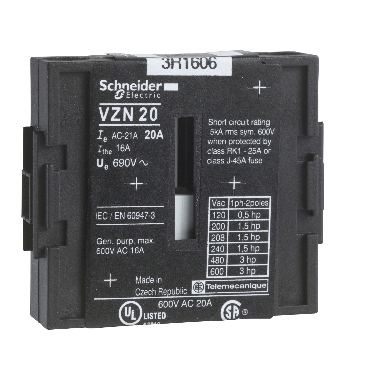 Schneider Electric VZN20 pôle principal 20 A pour VN20