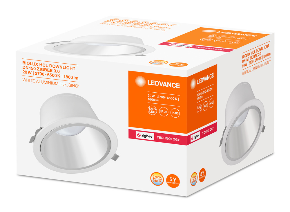 Ledvance 400733 Biolux hcl dl dn150 zigbee 20w tw ledvance downlight led