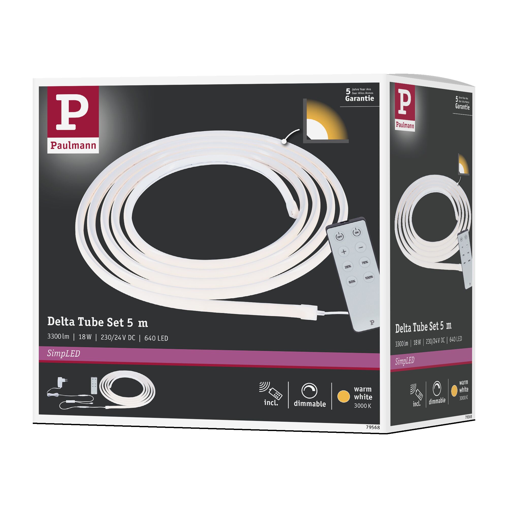 Paulmann 79568 Ruban simpled delta tube set 5m warmwhite